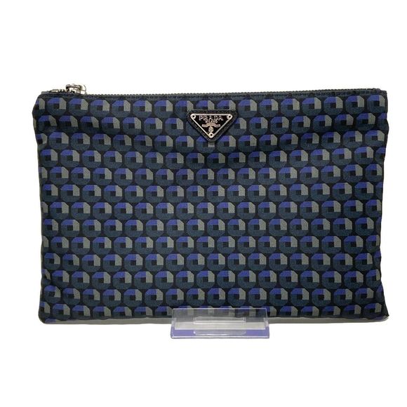 Prada | Bags | Prada Pouch Round Zipper Black Dark Green Multi | Poshmark